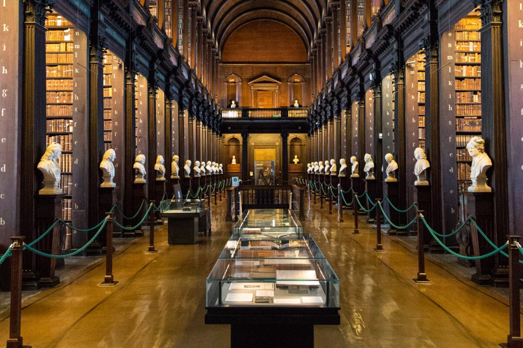 Trinity College Library and the Book of Kells in Ireland